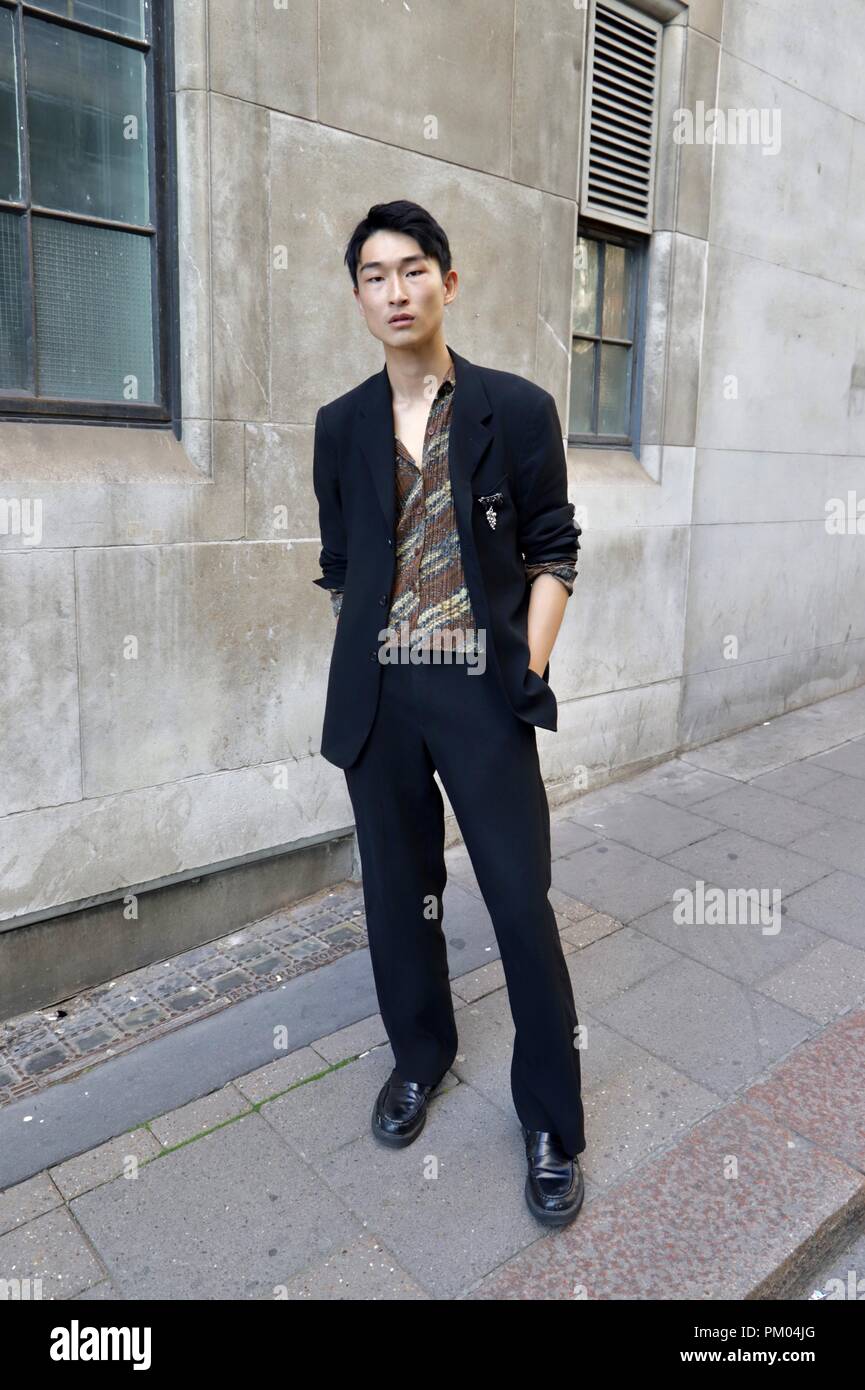 Artist and model Sang Woo Kim outside the BFC Show Space during London ...