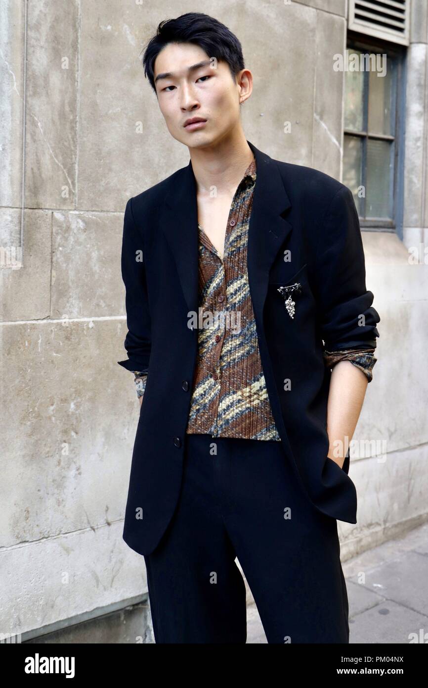 Artist and model Sang Woo Kim outside the BFC Show Space during London ...