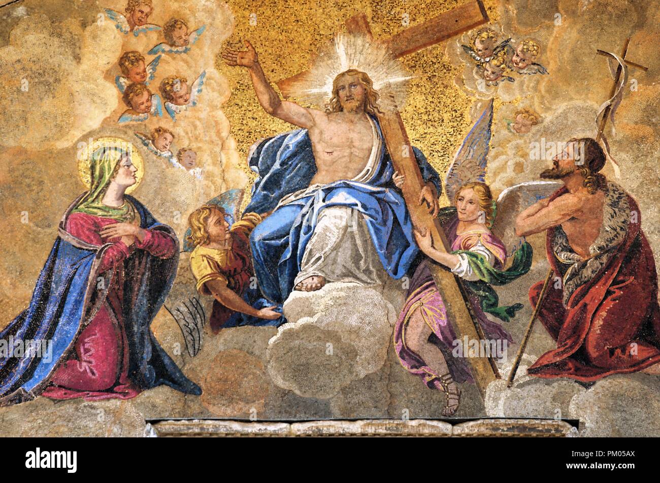 Religious scene depicted on the exterior of the Basilica of Saint Mark ...