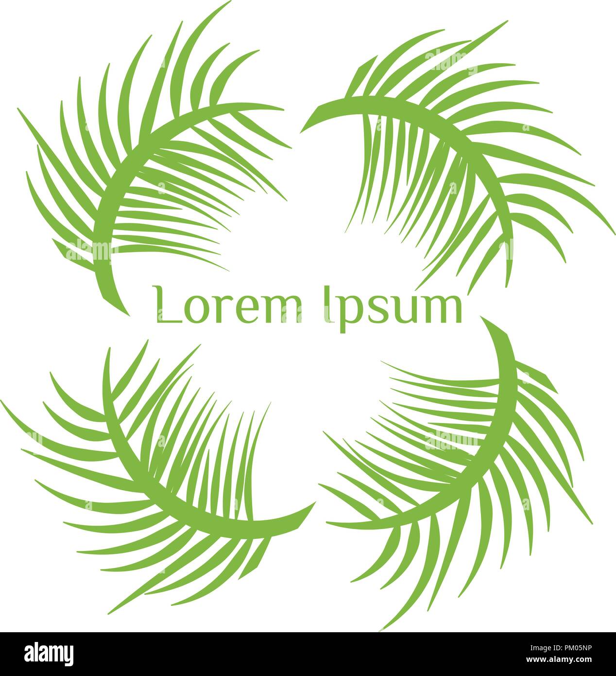 Vector illustration. Template with a branch of a green plant Stock ...