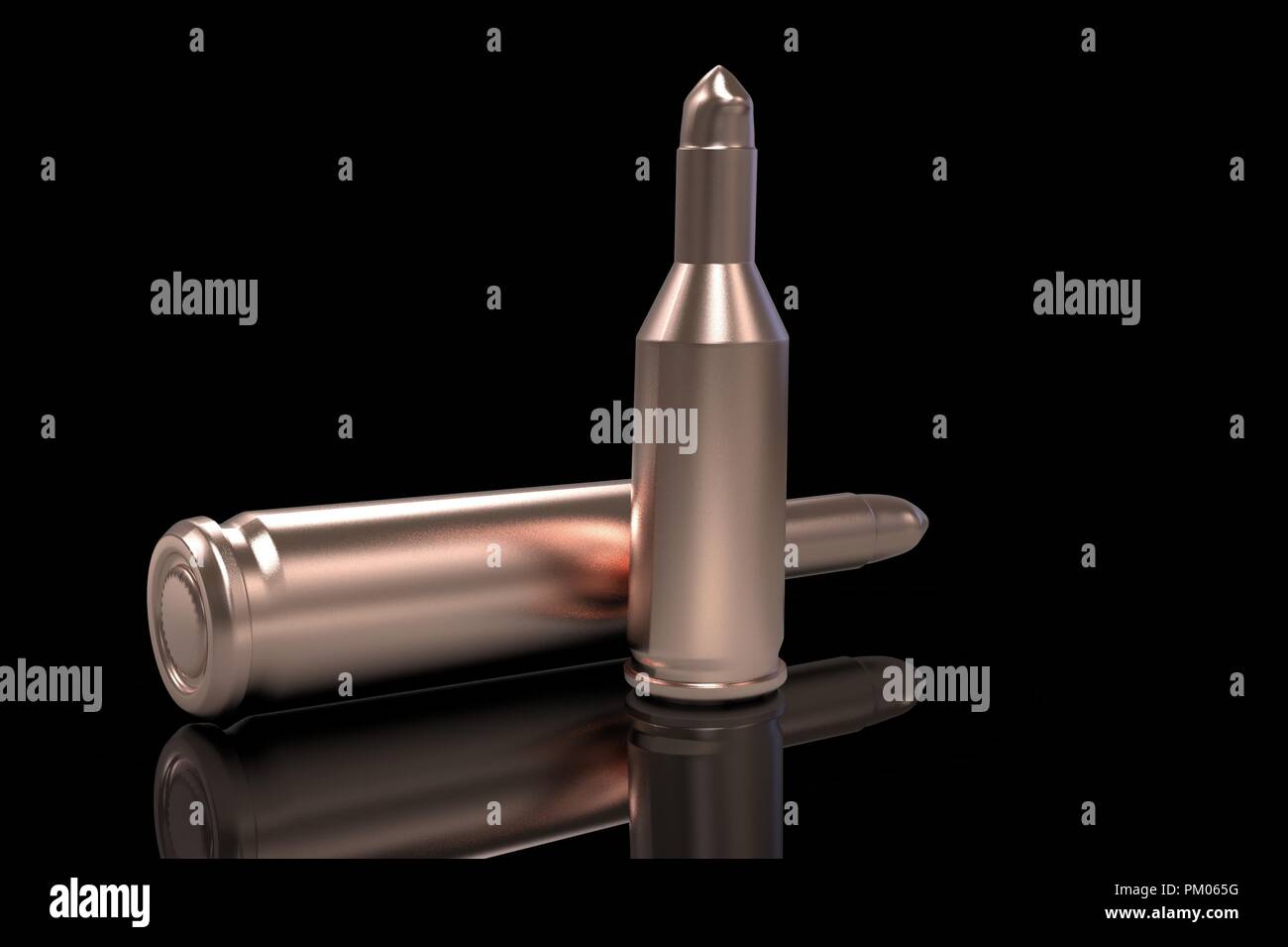 Bullets 3D render Isolated on a black background Stock Photo - Alamy