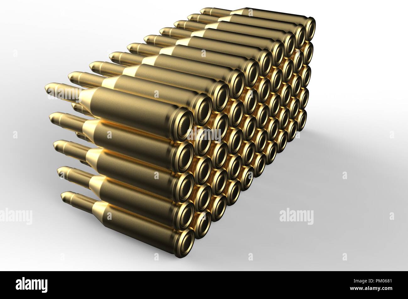 Golden Bullets 3D render Isolated on a white background Stock Photo - Alamy