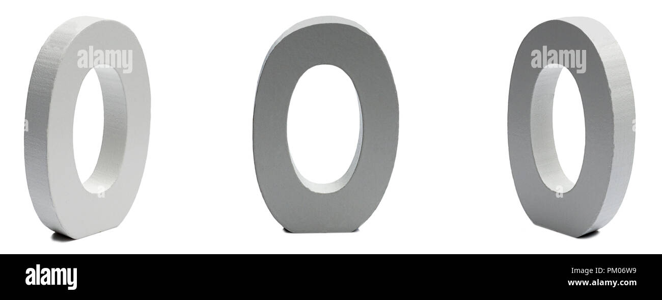 The number zero on a white background at different angles. The figure ...