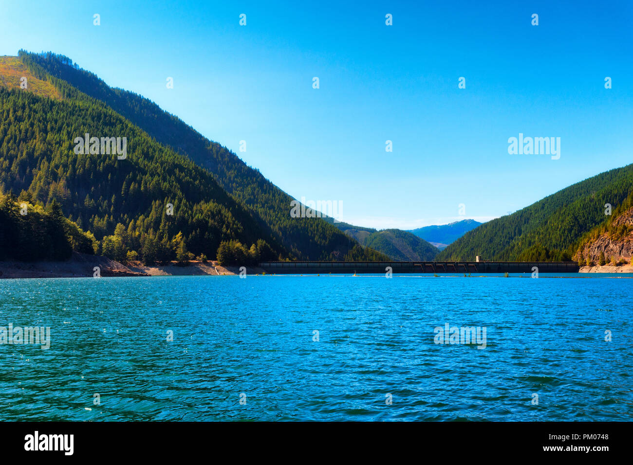 Landscape views seen from a boat on Detroit Lake, Oregon Stock Photo ...