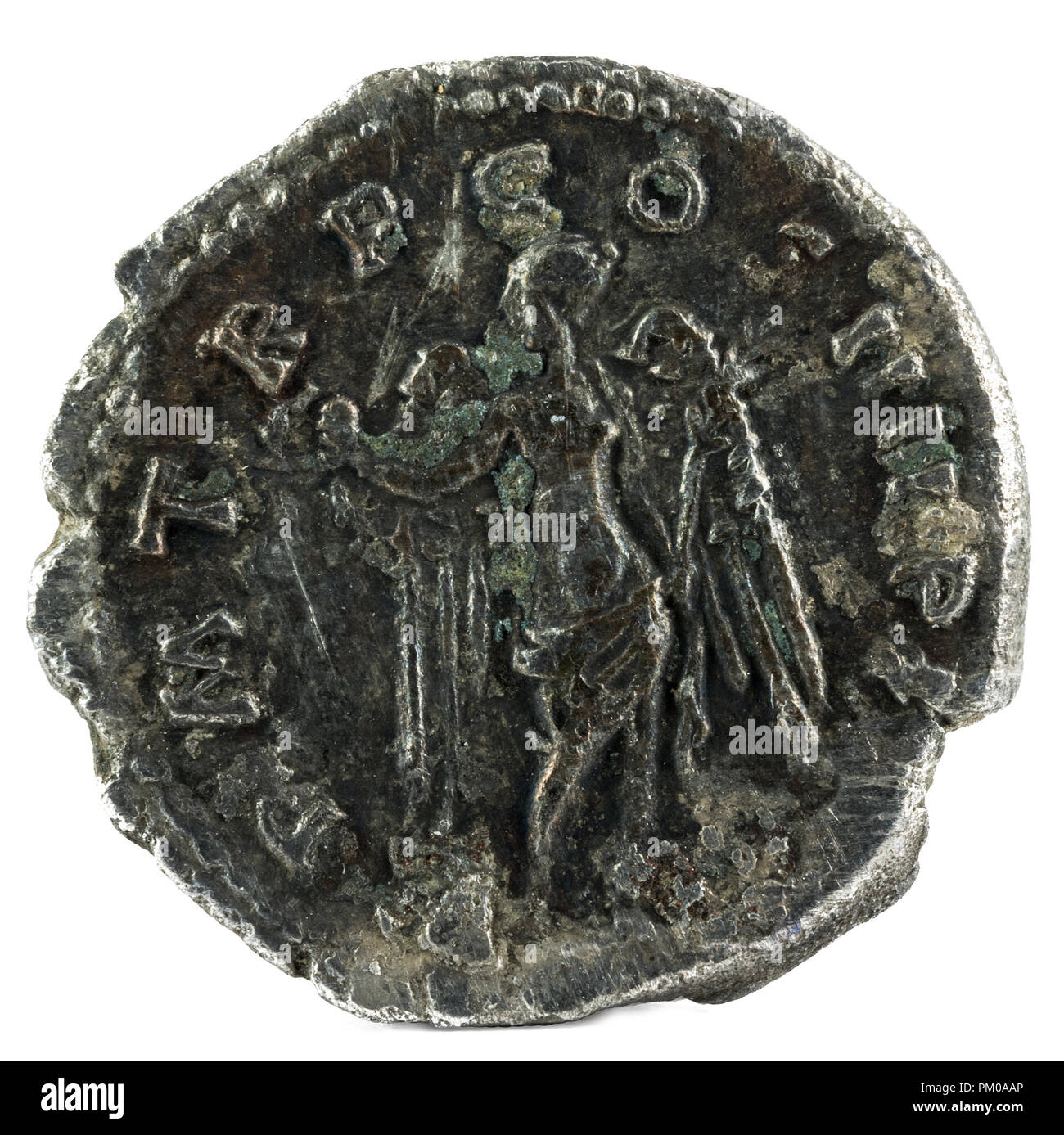 Ancient Roman silver denarius coin of Emperor Reverse Stock Photo - Alamy