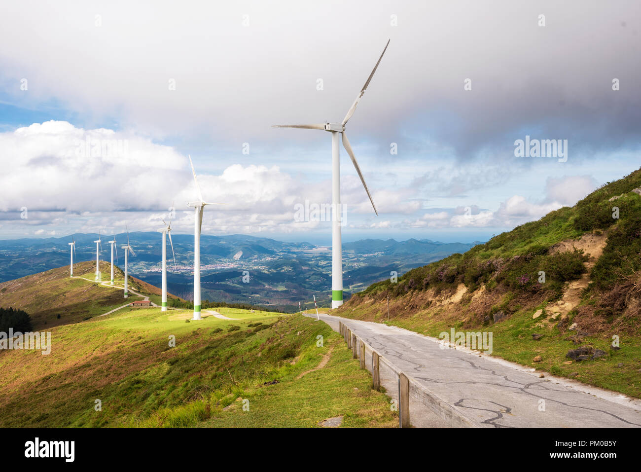 Renewable energy. Wind turbines, eolic park in scenic landscape of ...
