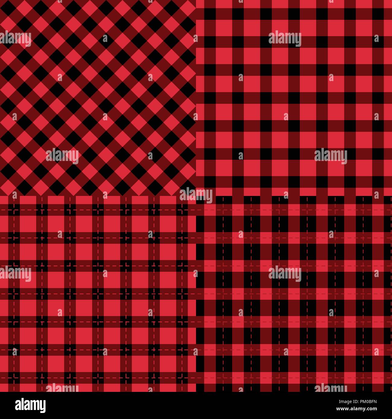Set of checkered black and red seamless patterns. Vector Fashion ...