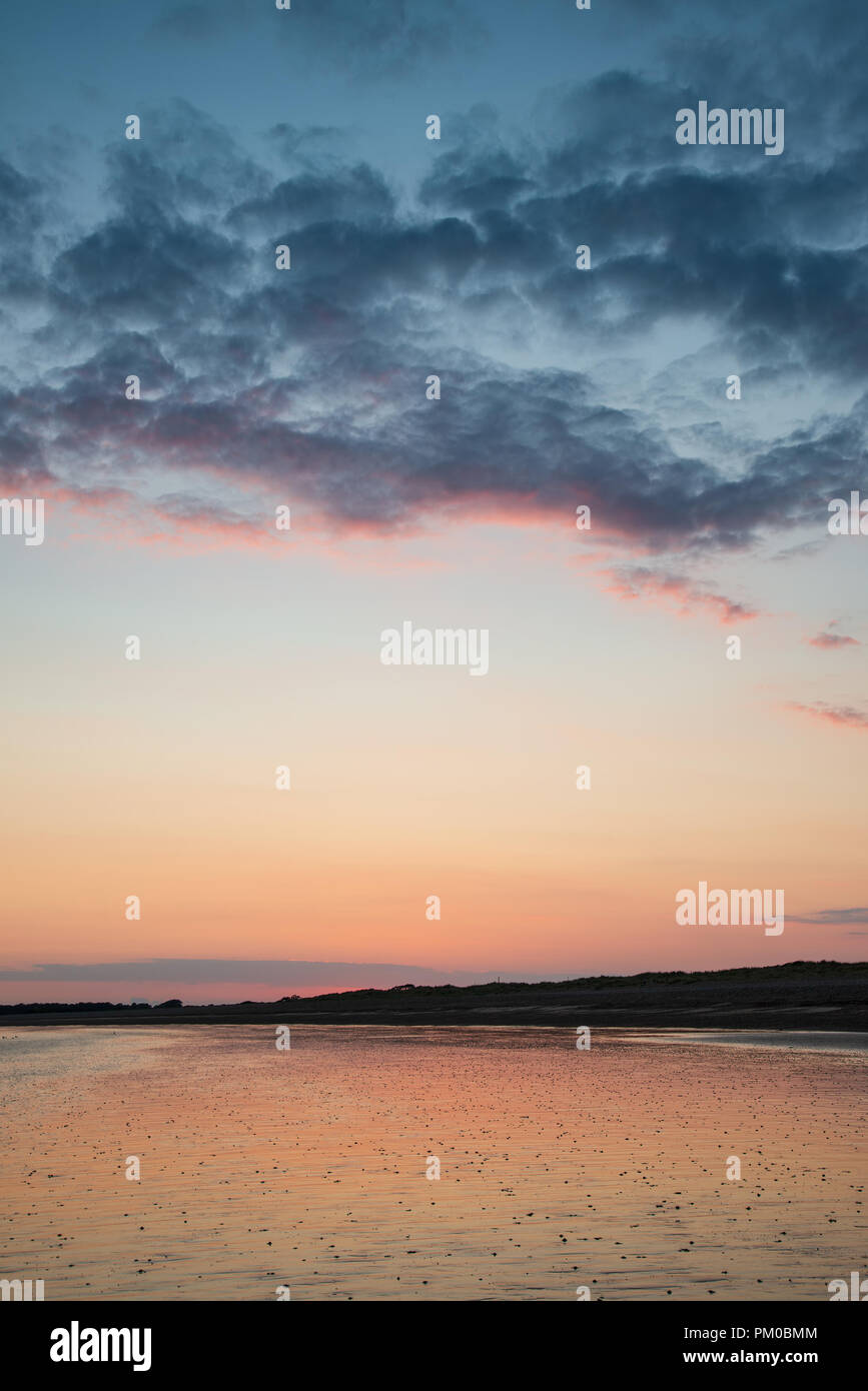 Beautiful colorful Summer sunset beach landscape with stunning sky and ...