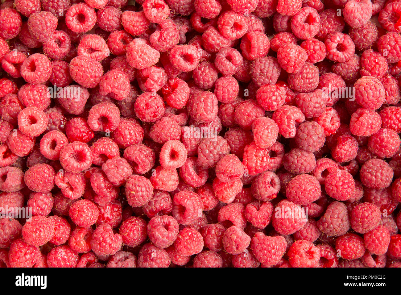 Fresh raspberries background, top view. Flat lay, overhead Stock Photo ...