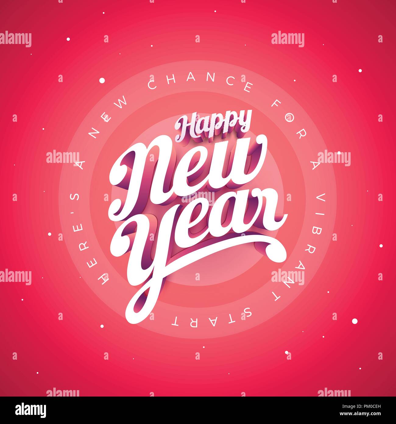 Vector Happy New Year custom 3d hand lettering typographic design ...