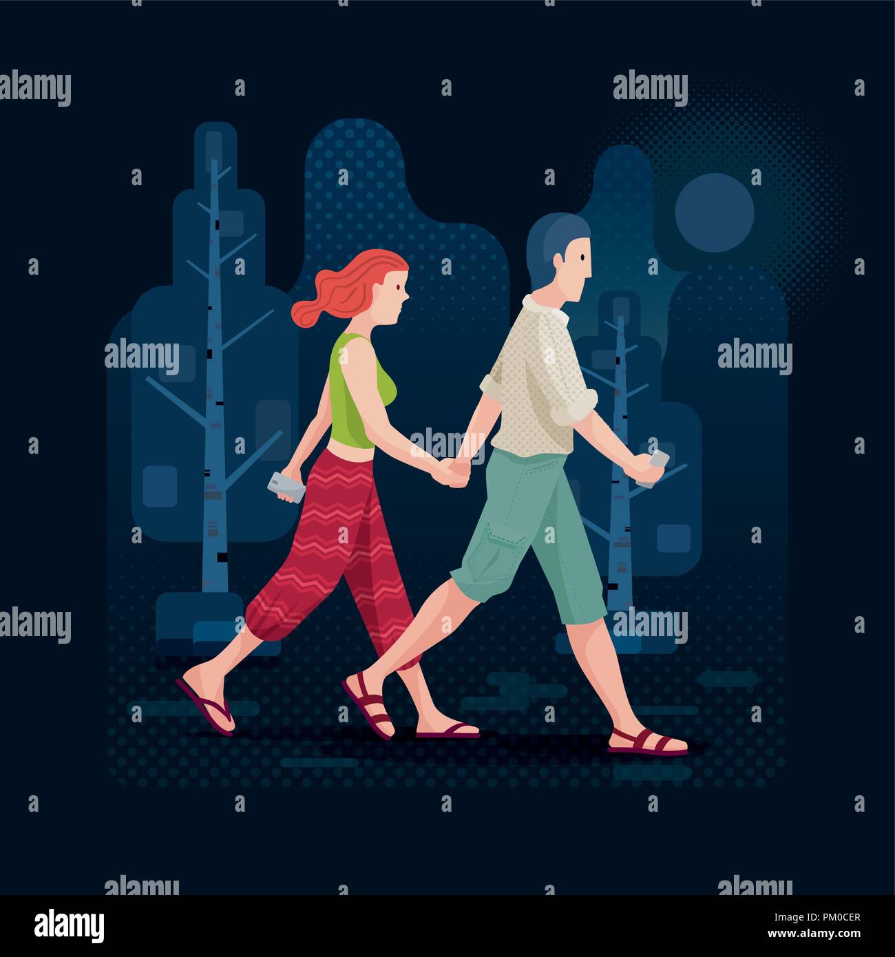 Walking in the countryside in the dark Stock Vector Images - Alamy