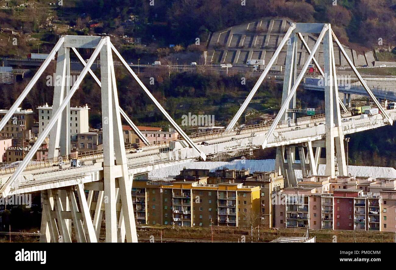 General views of the Ponte Morandi motorway bridge in Genova, Italy ...