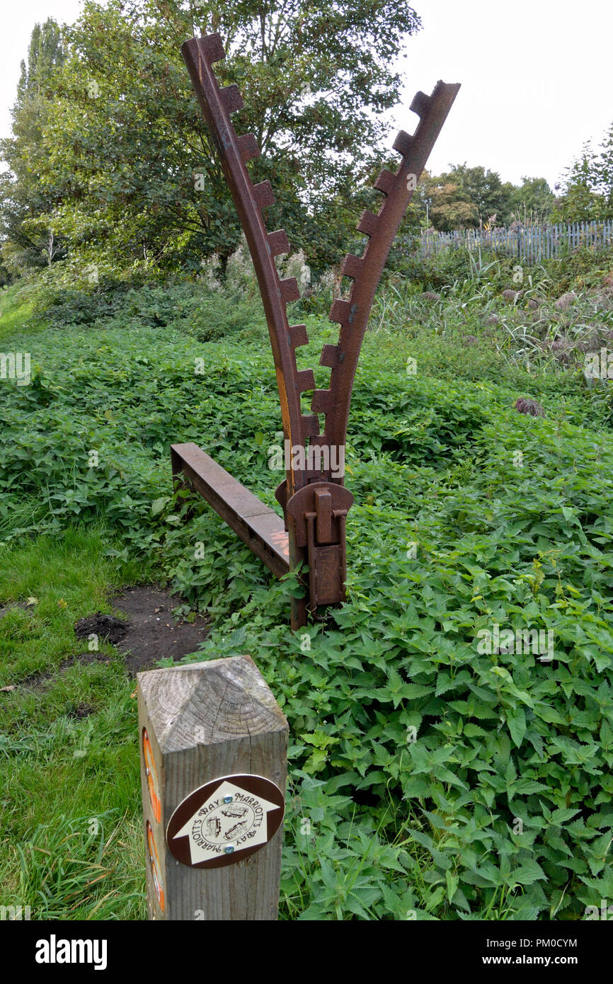 Public art mile marker on the Marriott's Way long-distance footpath ...