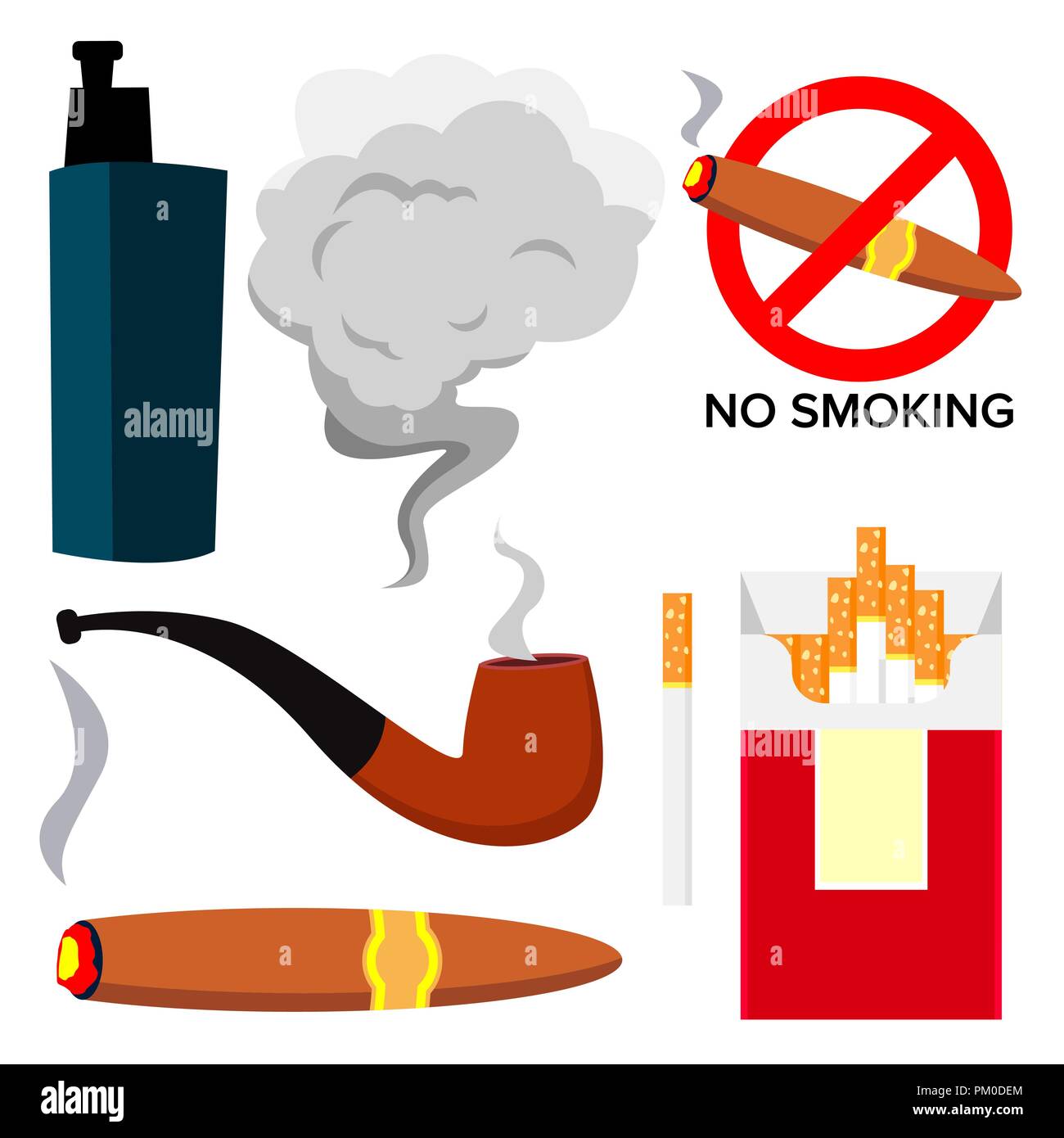 Cigarette Smoking Cartoon Smoking Icons Vector. Cigarette, Cigar,