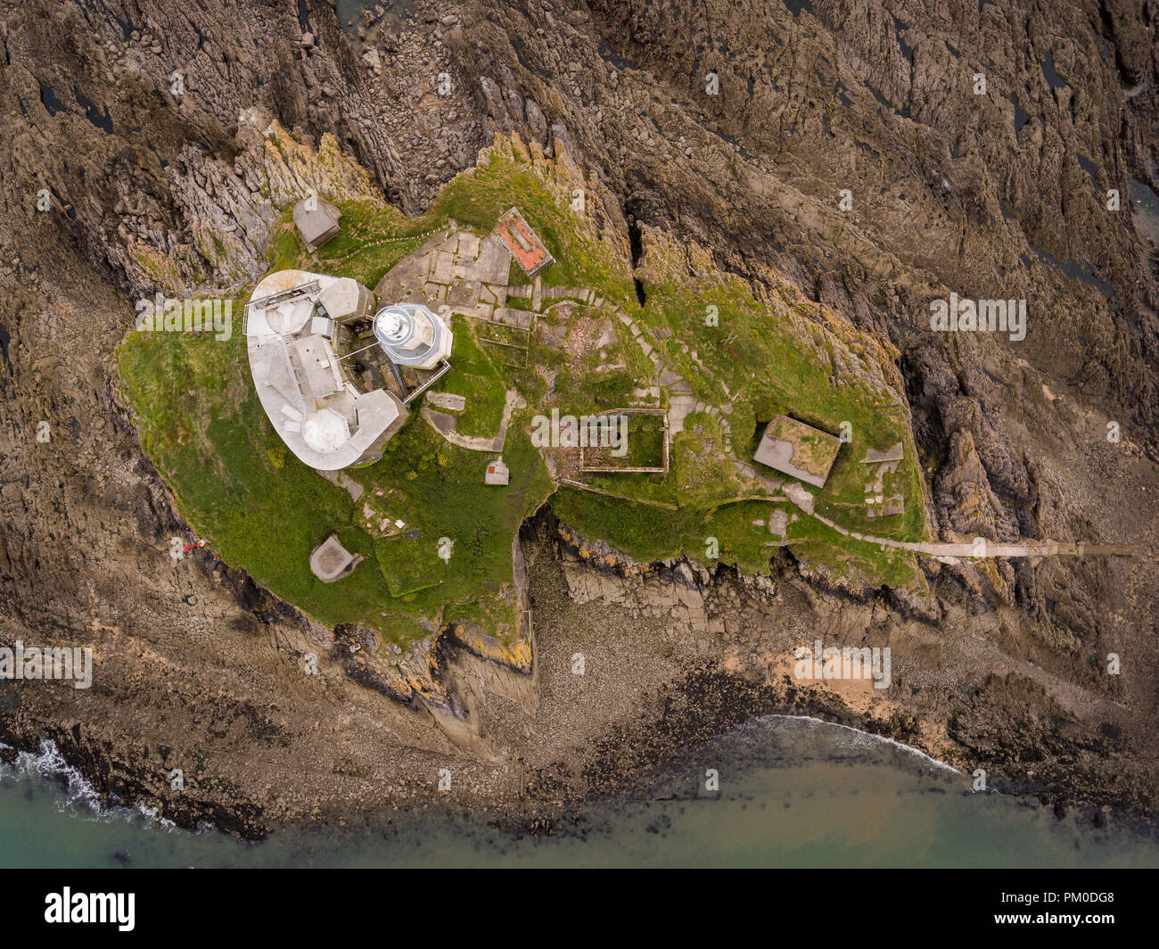 An aerial view of the Mumbles coastline in Swansea, South Wales, UK ...