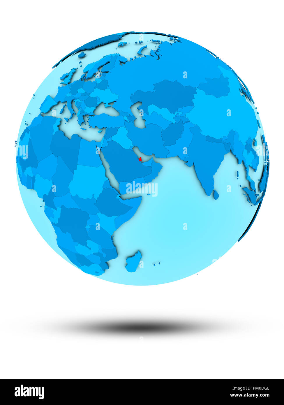 Qatar on blue globe isolated on white background. 3D illustration Stock ...