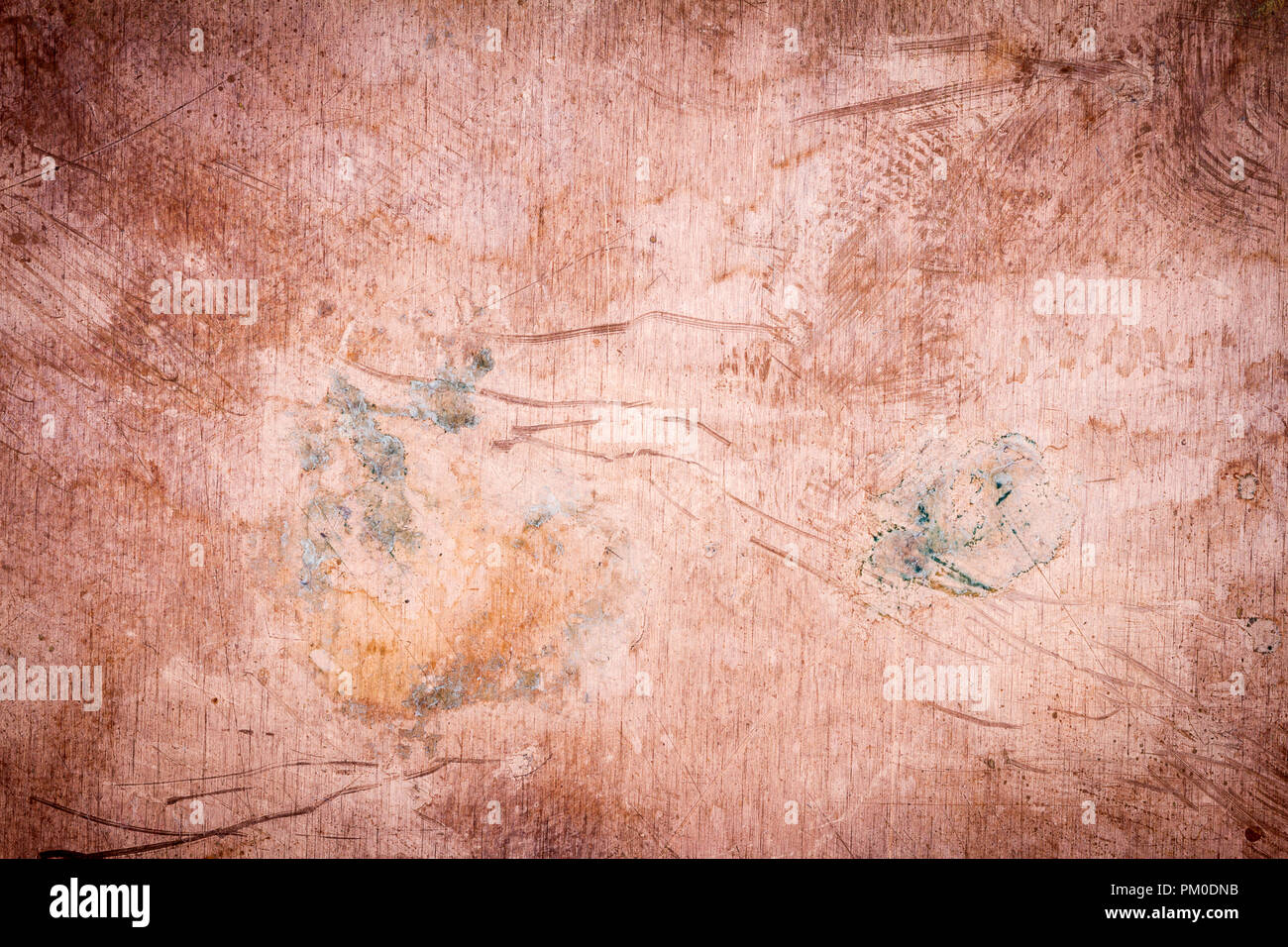Scratched dirty dusty copper plate texture, old metal background ...