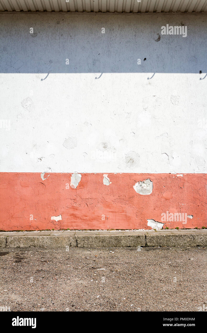 White and red plaster wall. Abstract architecture background Stock ...