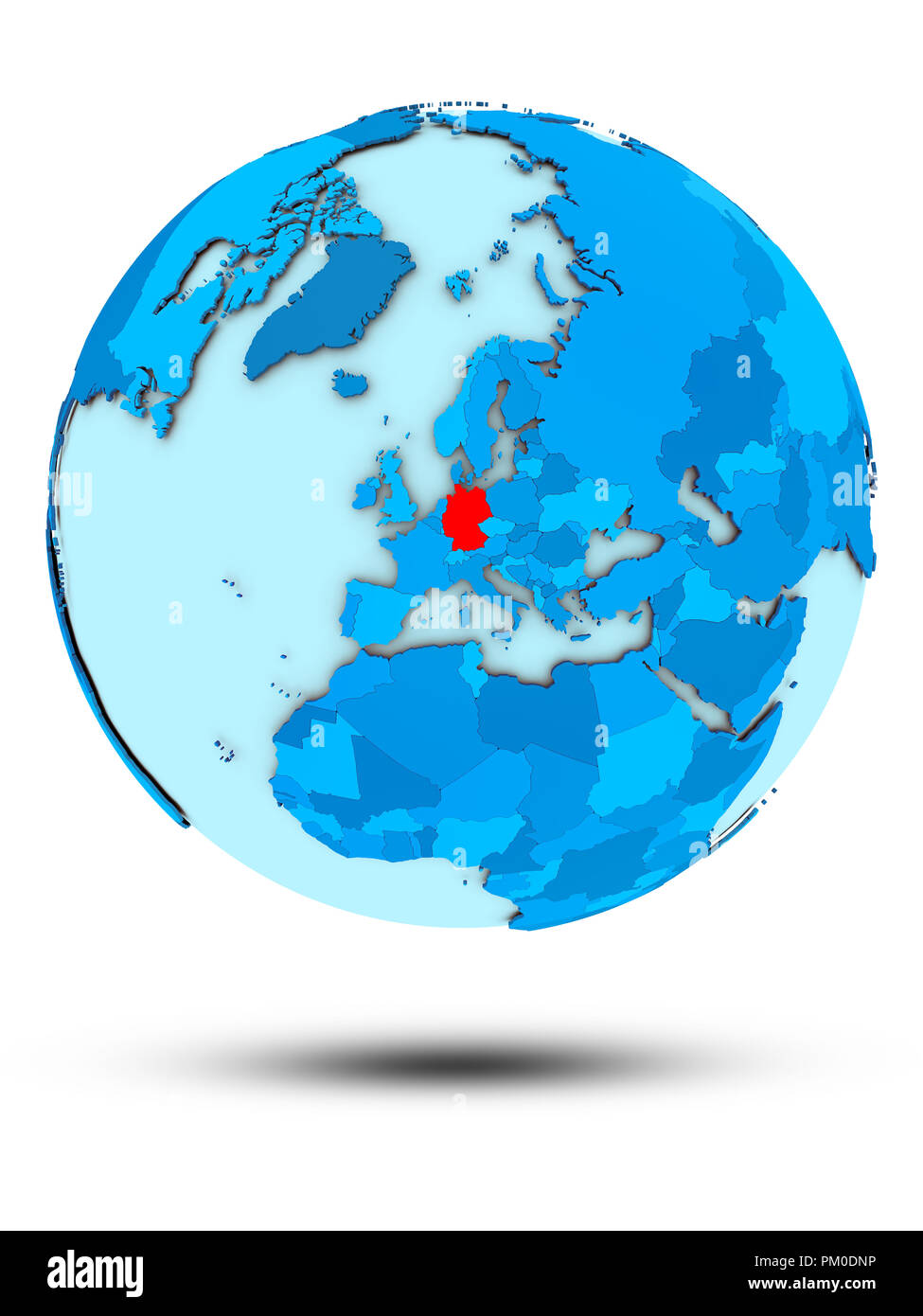Germany on blue globe isolated on white background. 3D illustration ...