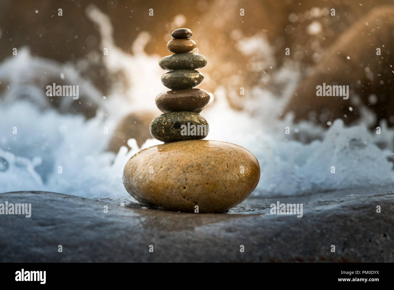 Seven stacked stones of different size, colour and shape Stock Photo ...