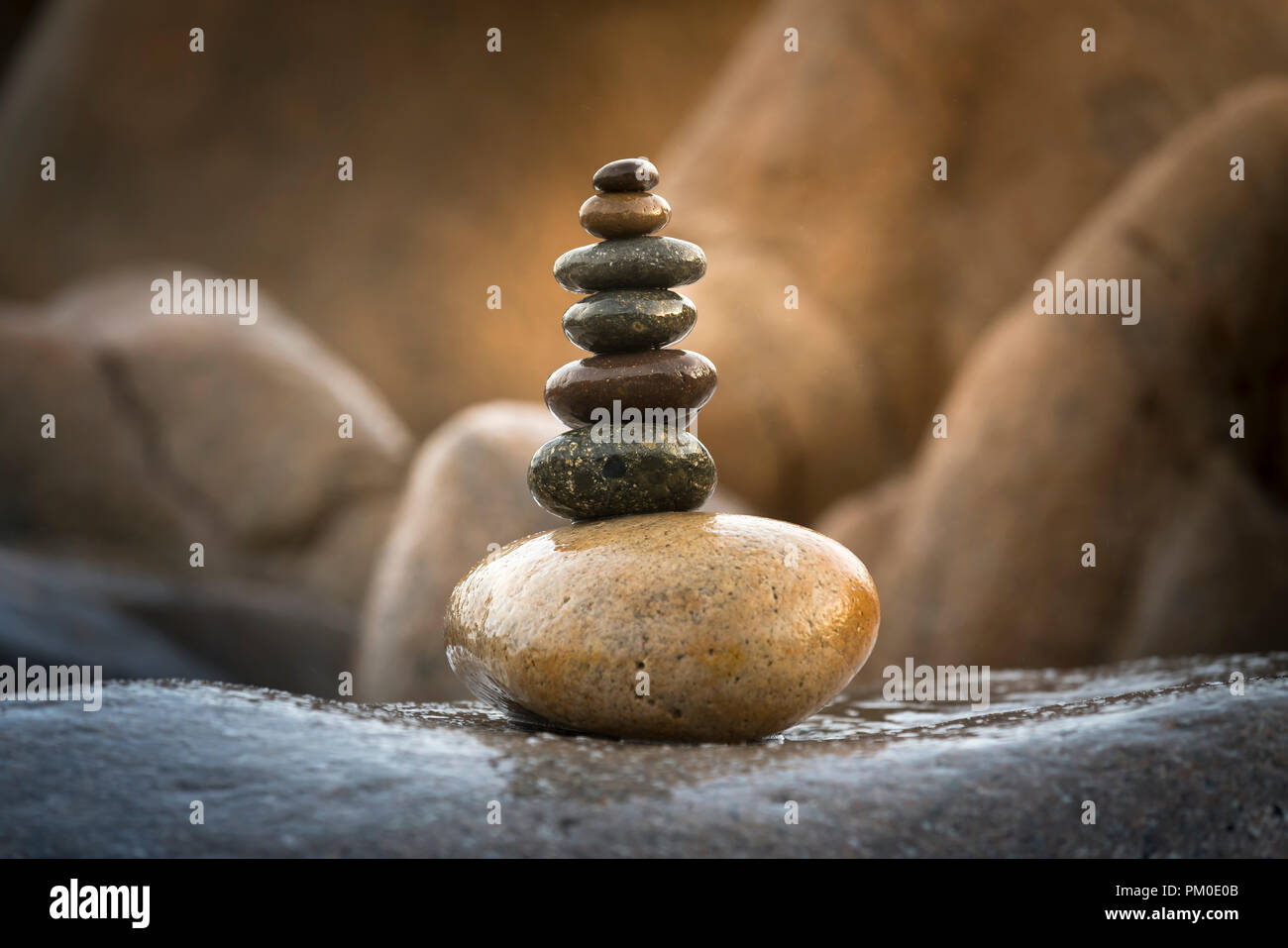 Seven stacked stones of different size, colour and shape Stock Photo ...