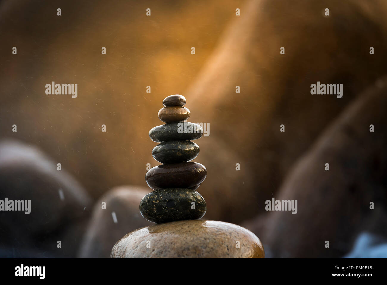 Seven stacked stones of different size, colour and shape Stock Photo ...
