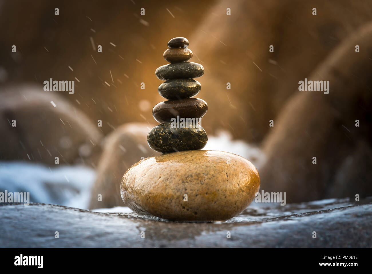 Seven stacked stones of different size, colour and shape Stock Photo ...