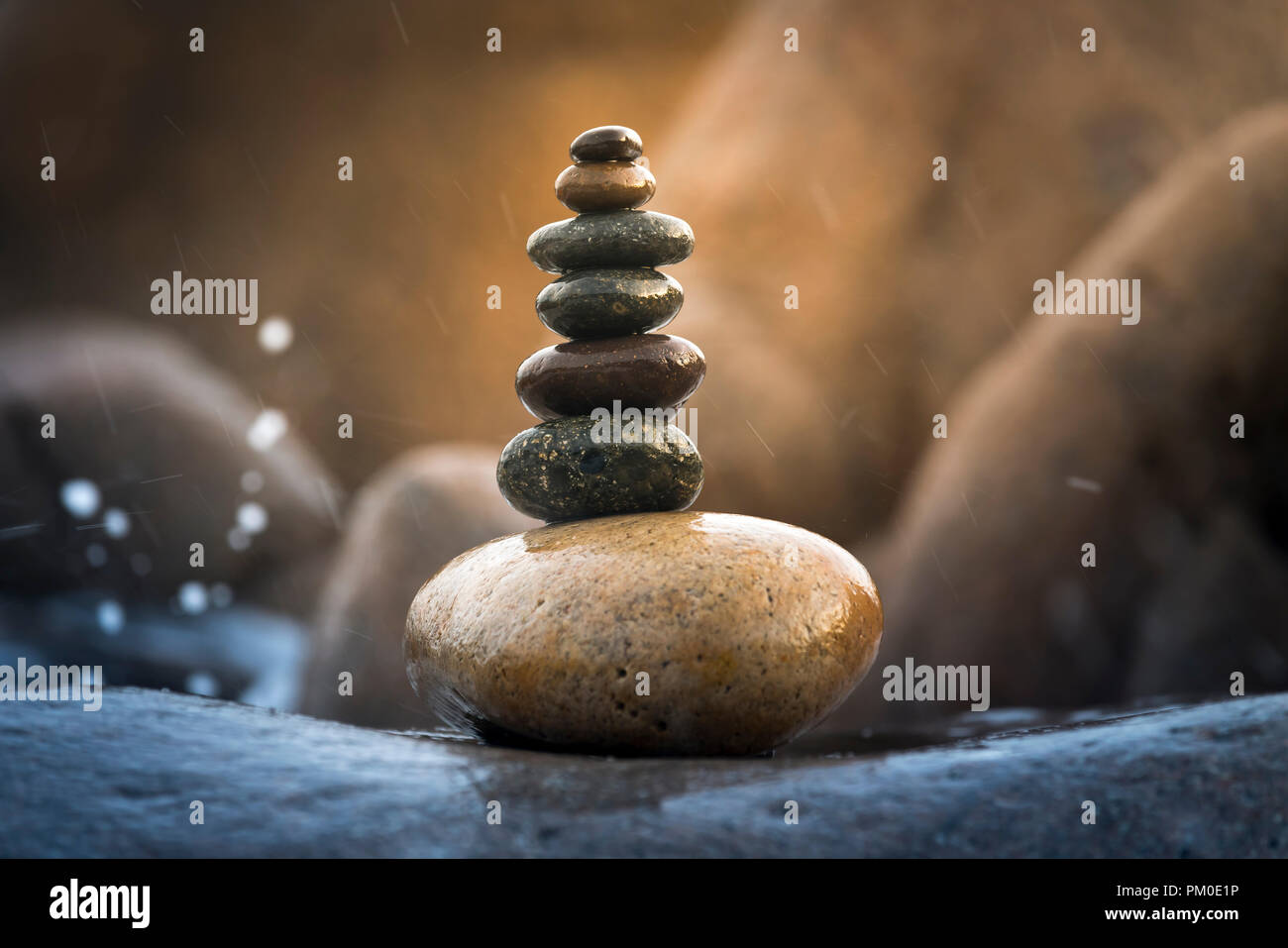 Seven stacked stones of different size, colour and shape Stock Photo ...
