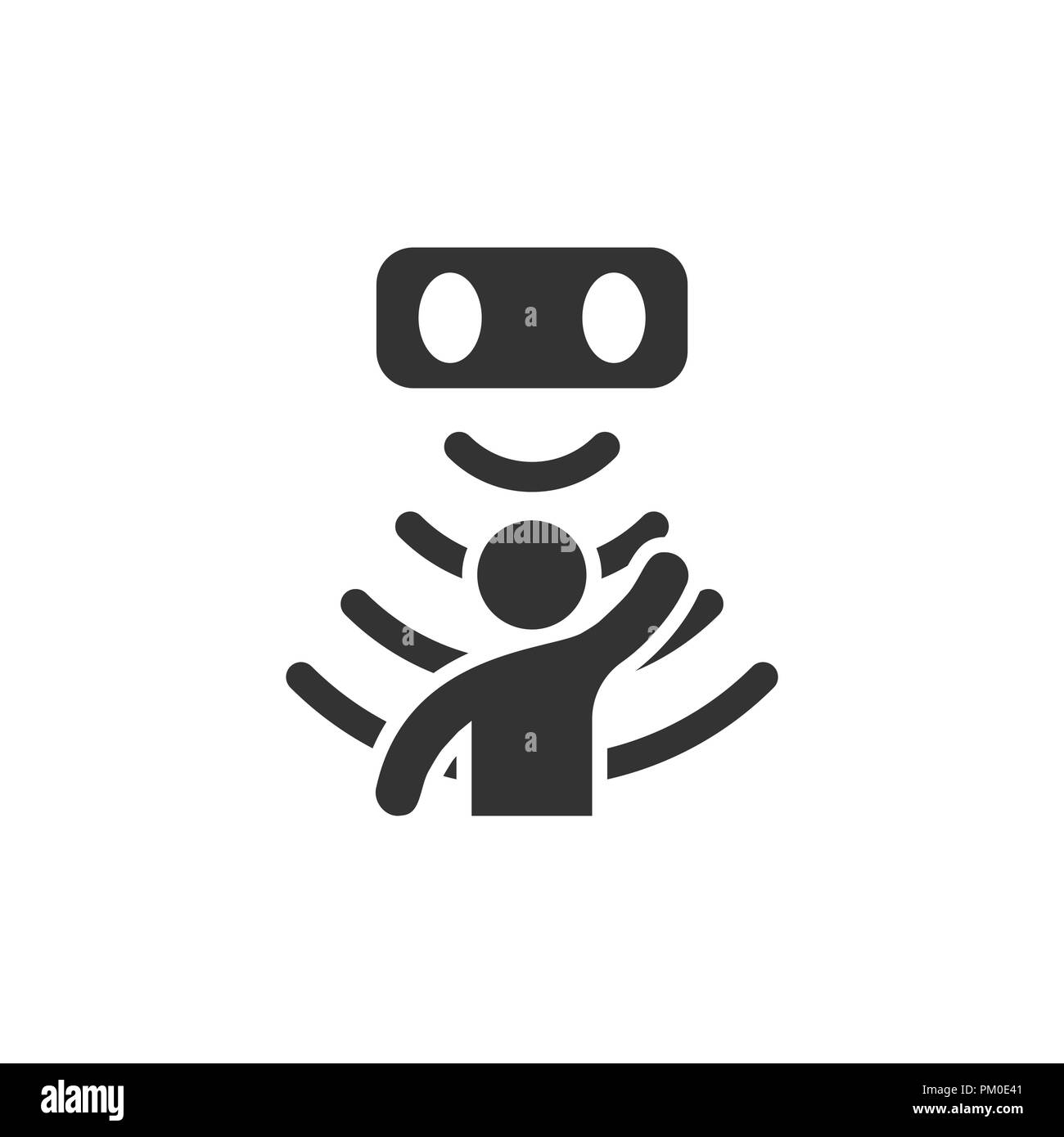 Motion sensor icon in flat style. Sensor waves with man vector ...