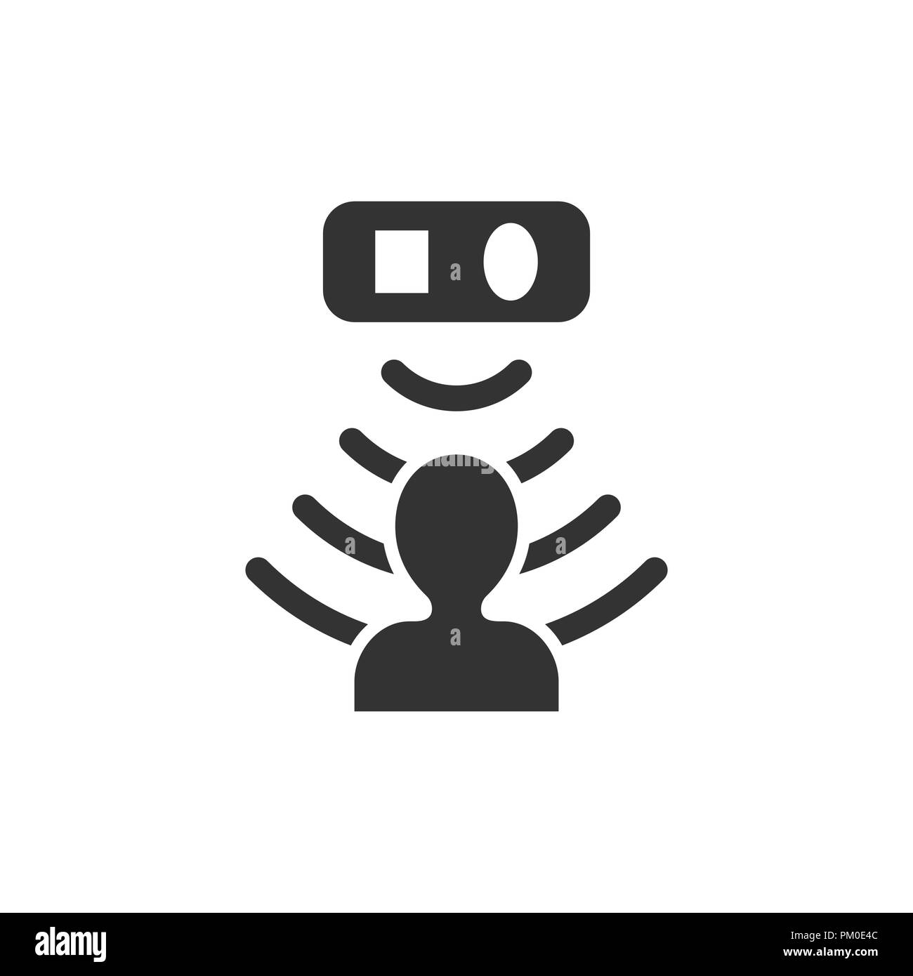Motion sensor icon in flat style. Sensor waves with man vector ...