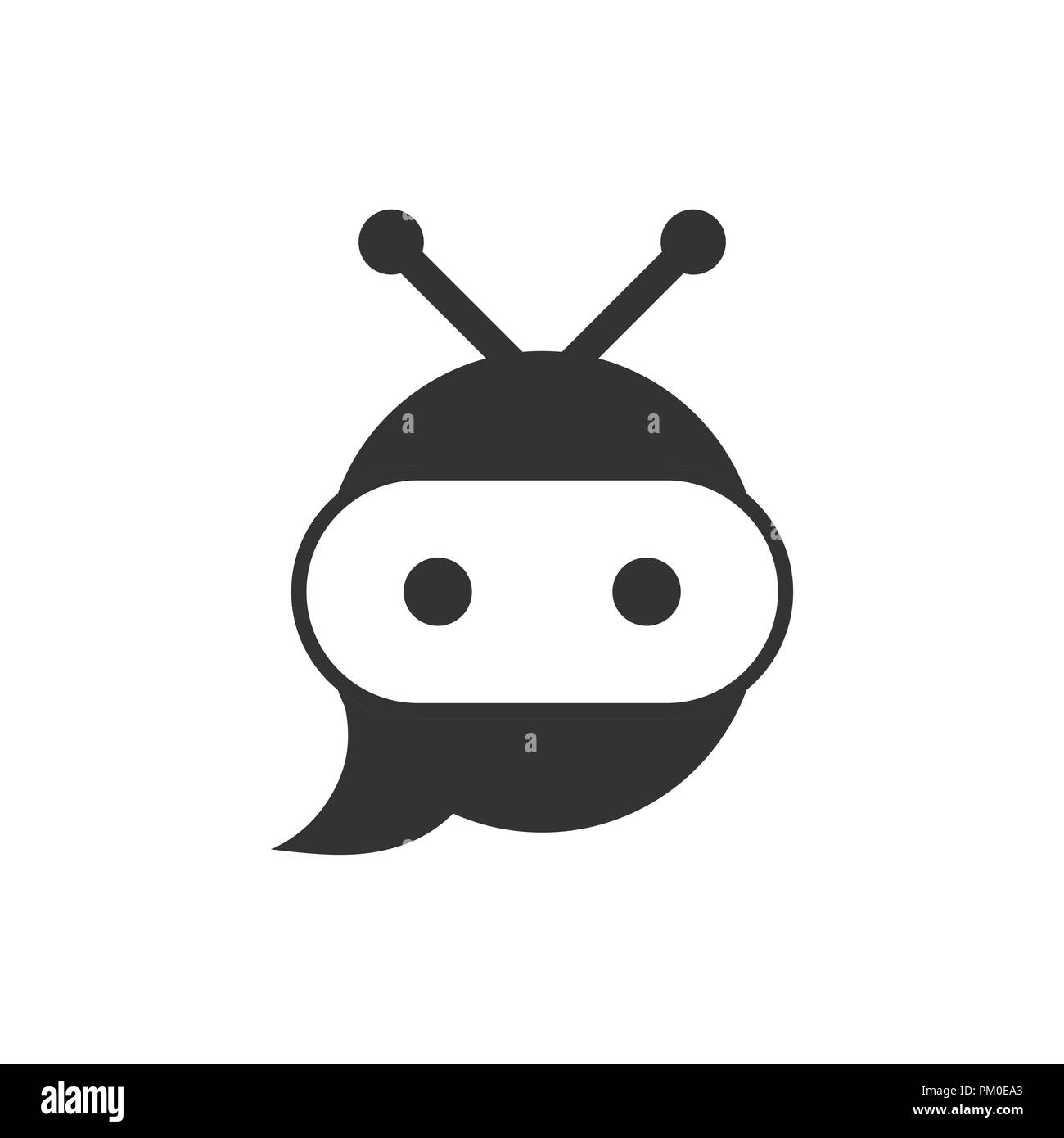 Cute robot chatbot icon in flat style. Bot operator vector illustration on white isolated ...