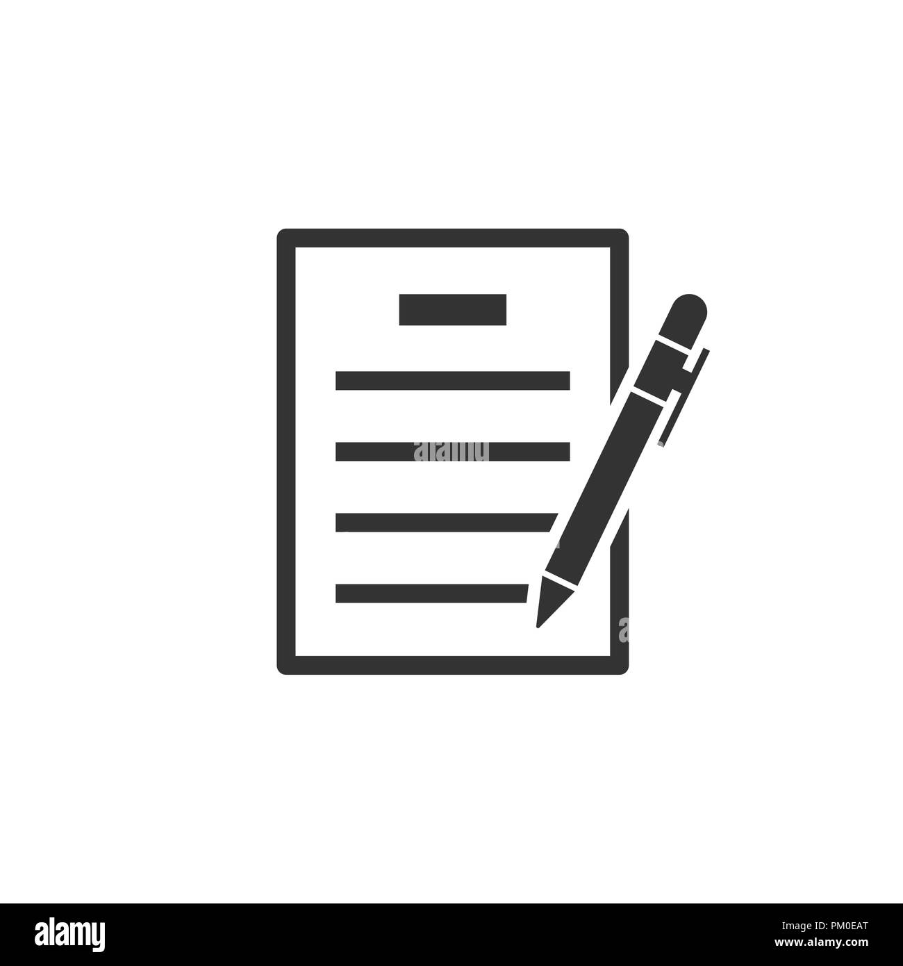 Contract agreement icon in flat style. Document sheet with pen vector ...