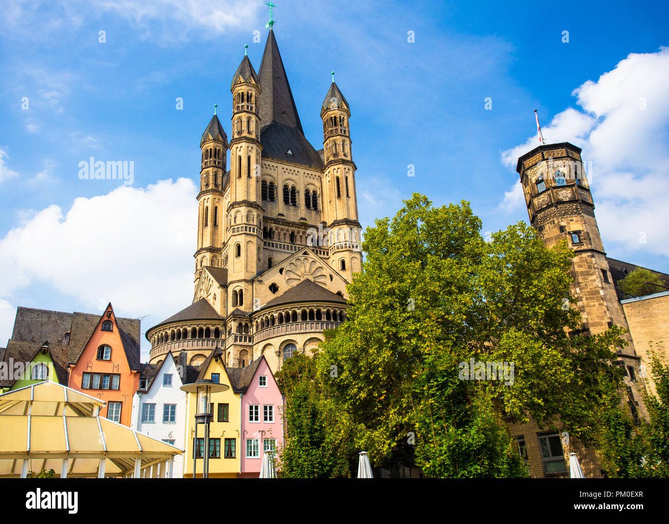 Cologne Germany with colorful old architecture and church Stock Photo ...