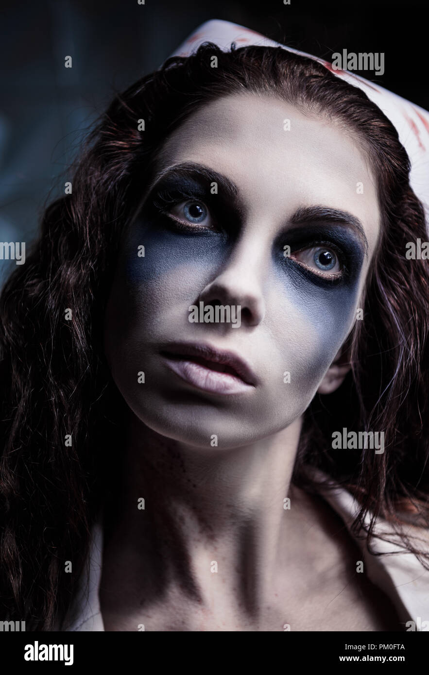 Close-up portrait of the strange gloomy nurse (doctor Stock Photo - Alamy
