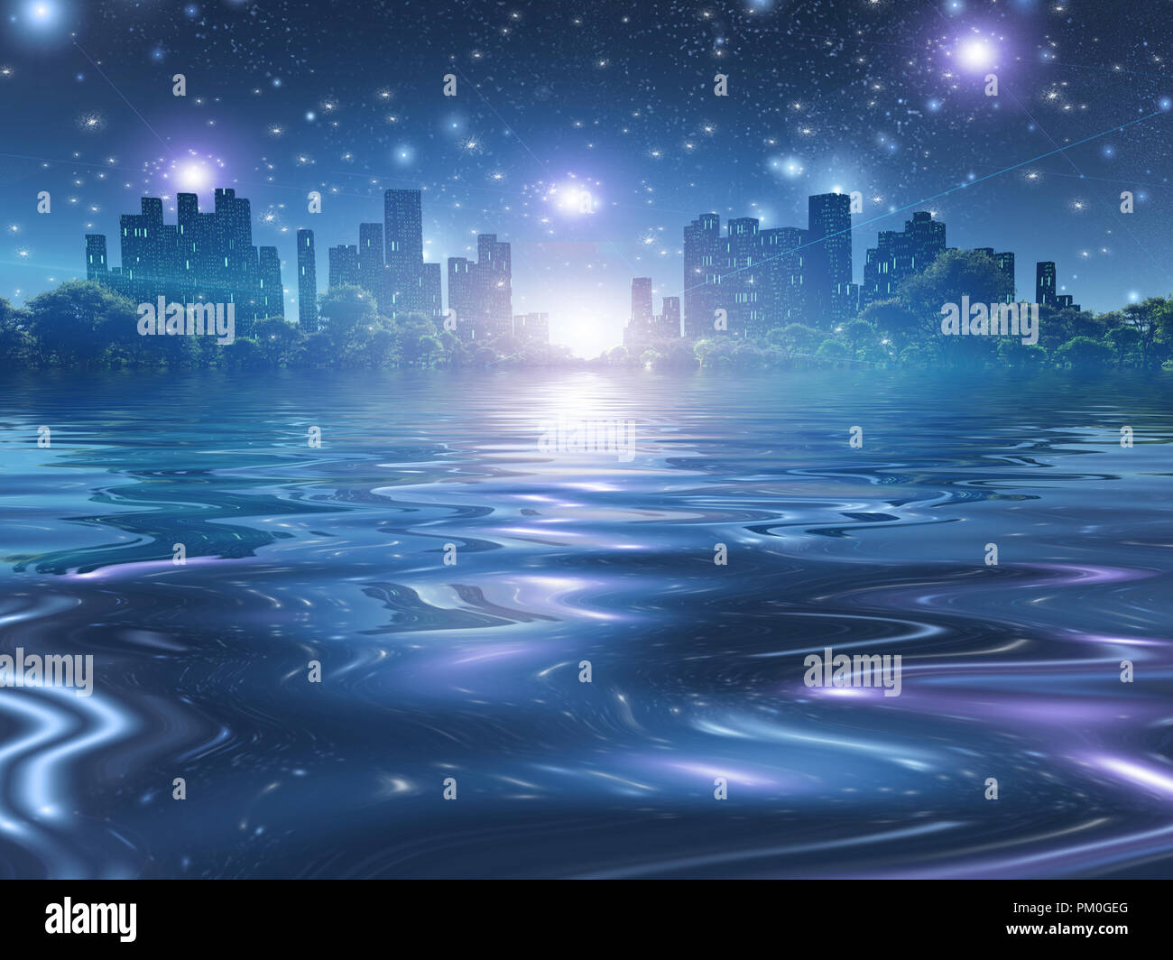 Future city painting hi-res stock photography and images - Alamy