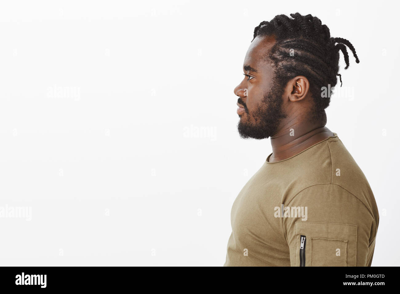 Profile portrait of handsome african-american male model with trendy ...
