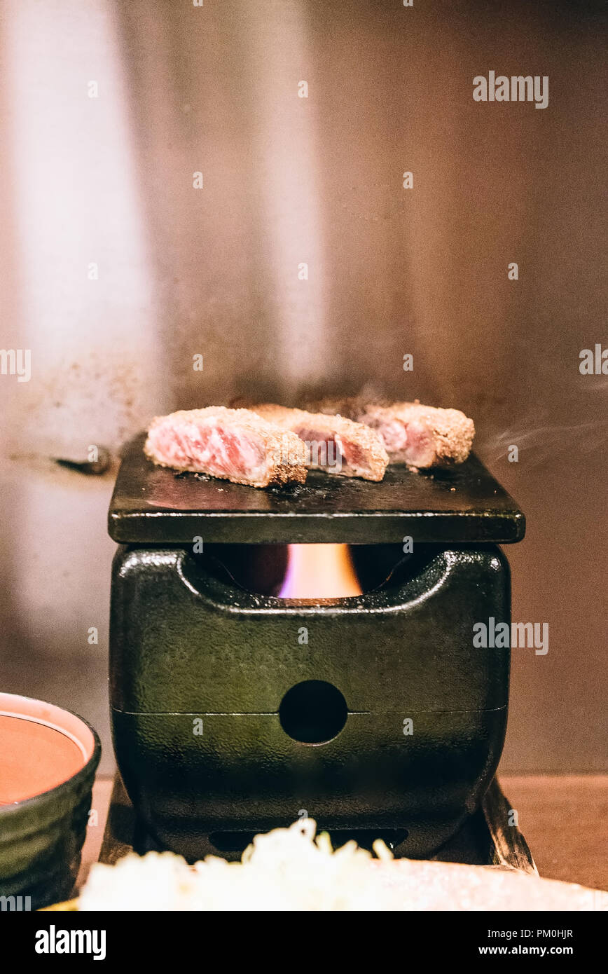 Deep fried beef in Tokyo, fried steak, beef, japanese food Stock Photo ...