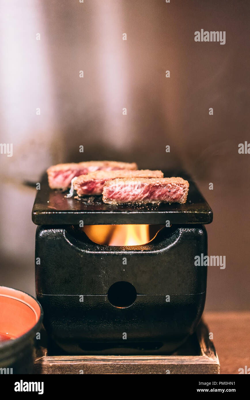 Deep fried beef in Tokyo, fried steak, beef, japanese food Stock Photo ...