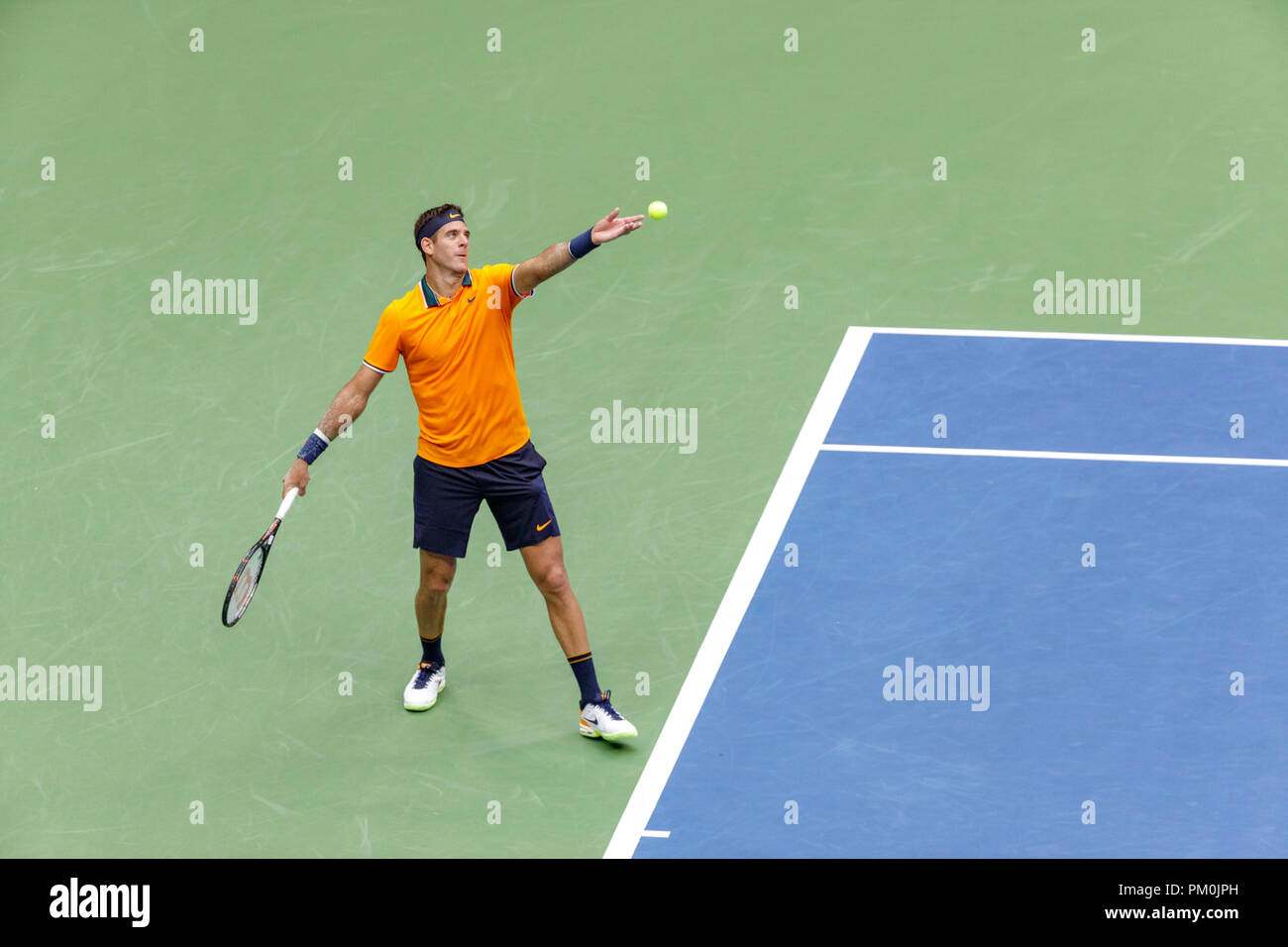 Juan Martin del Potro (ARG) competing in the semi-finals at the 2018 US ...