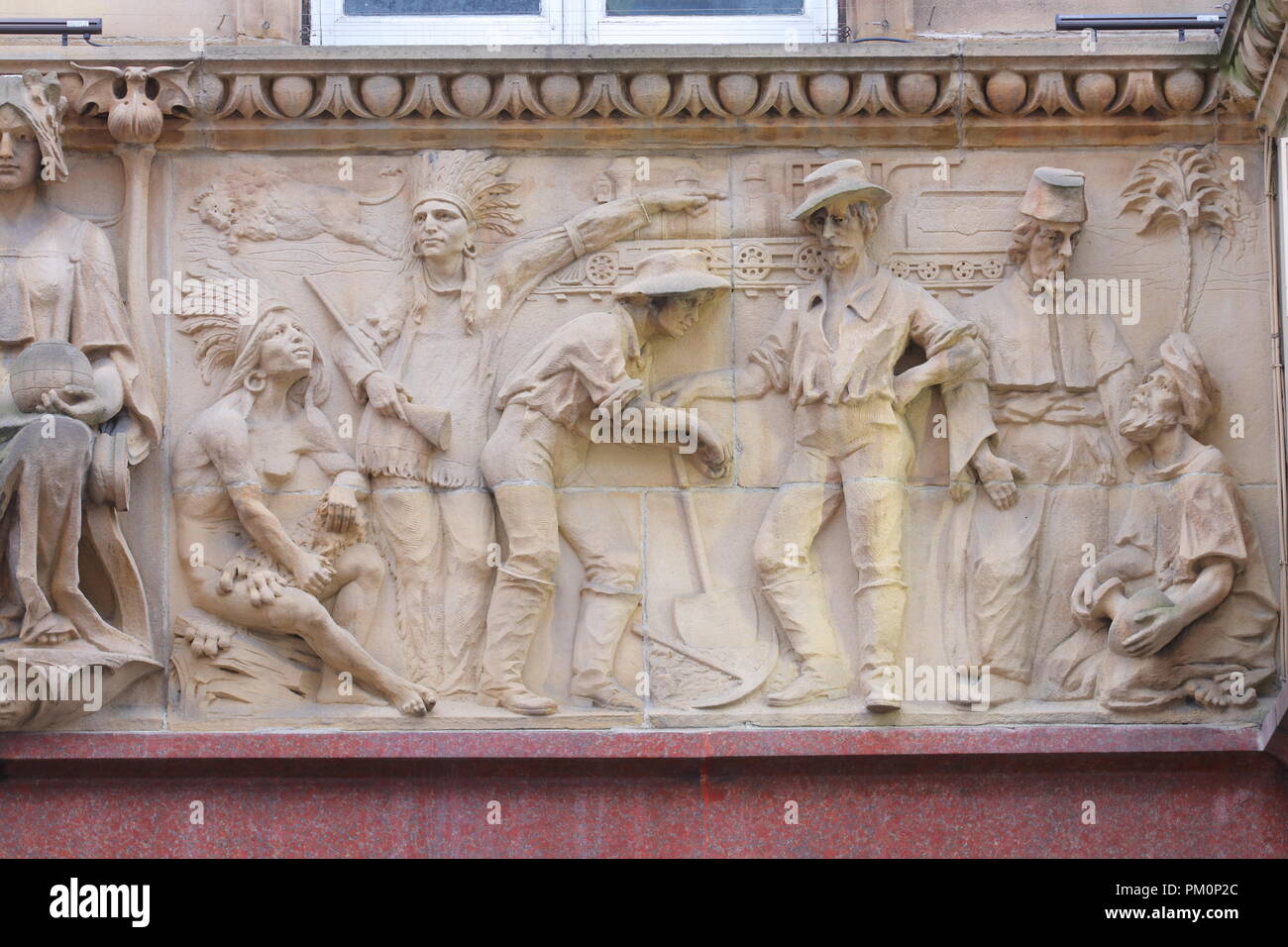 Victorian moldings sculptured on to a building in Leeds City Centre ...