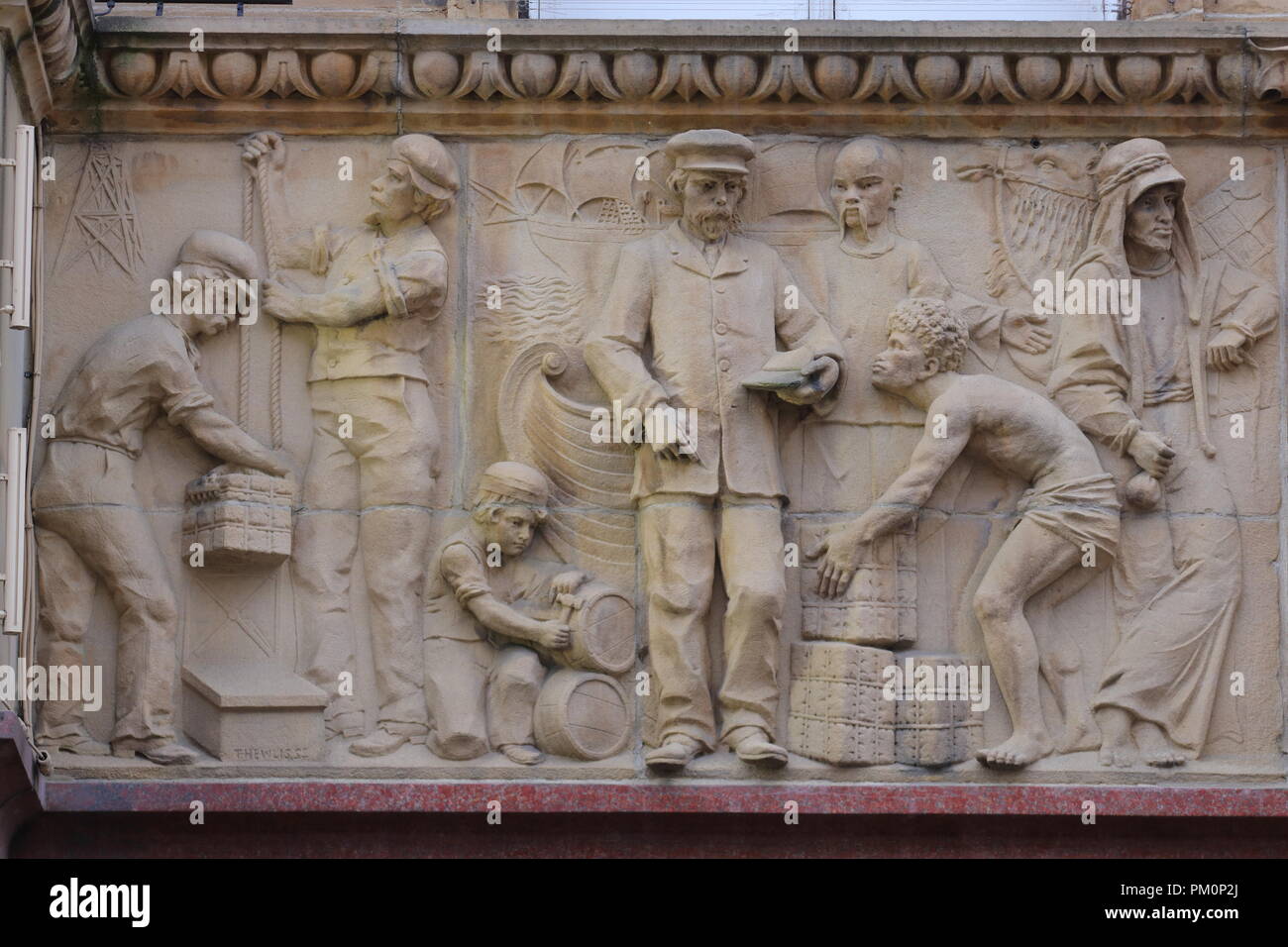 Victorian moldings sculptured on to a building in Leeds City Centre ...