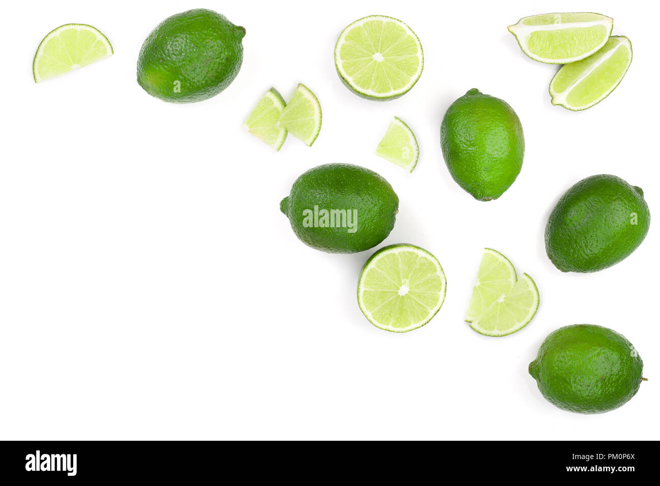 sliced lime isolated on white background with copy space for your text ...