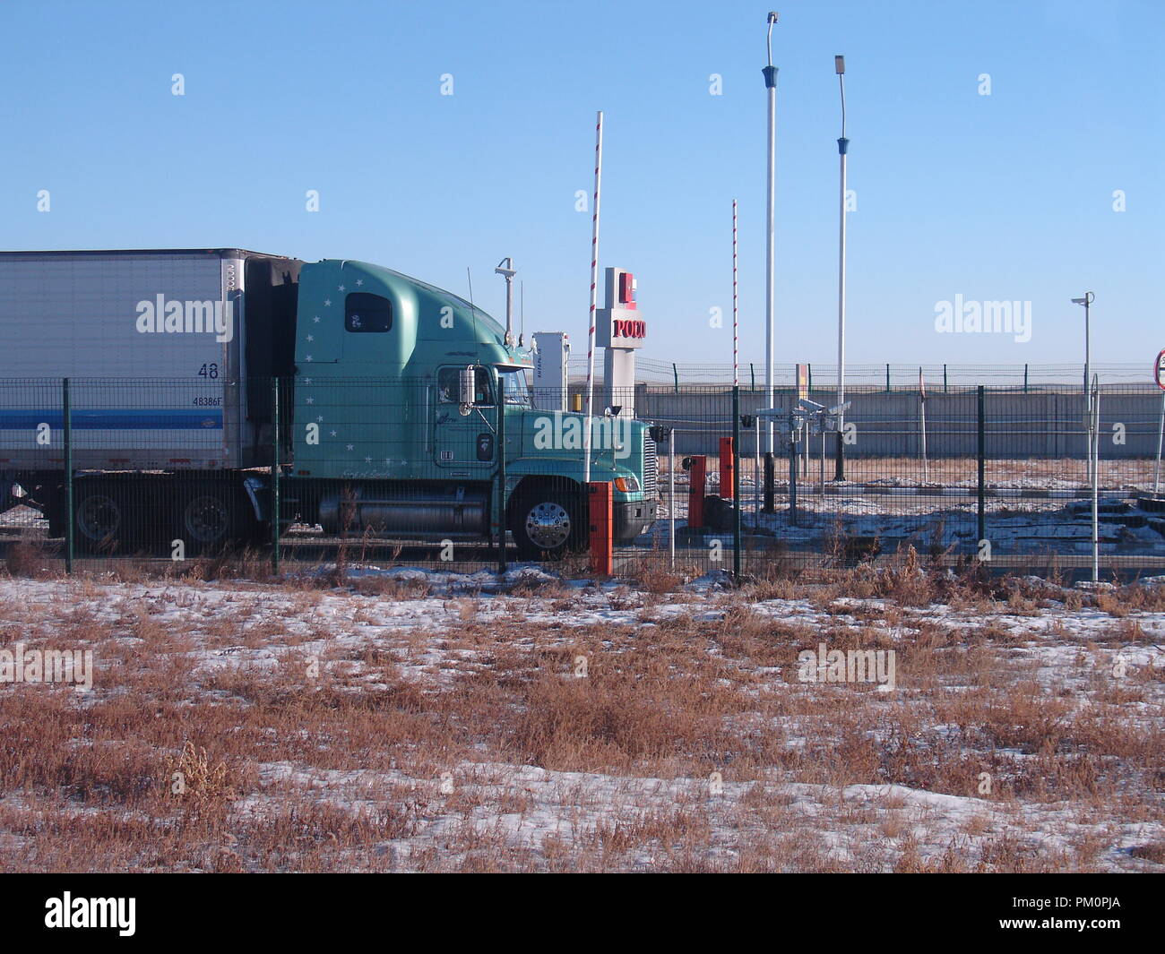 Zabaykalsk, Russia - January 10, 2017: Freight truck stands on the ...