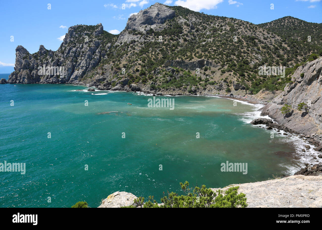 beautiful mountains and blue sea in Crimea, nature and travel ...