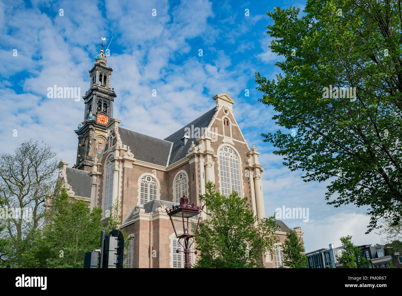 Amsterdam, JUL 22: Morning view of the Westertoren church and cityscape ...