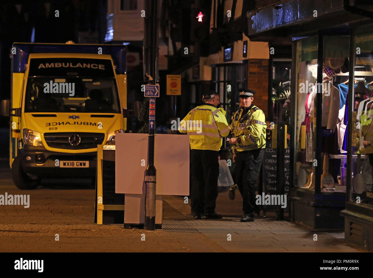 Emergency services outside the prezzo restaurant in salisbury hi-res ...