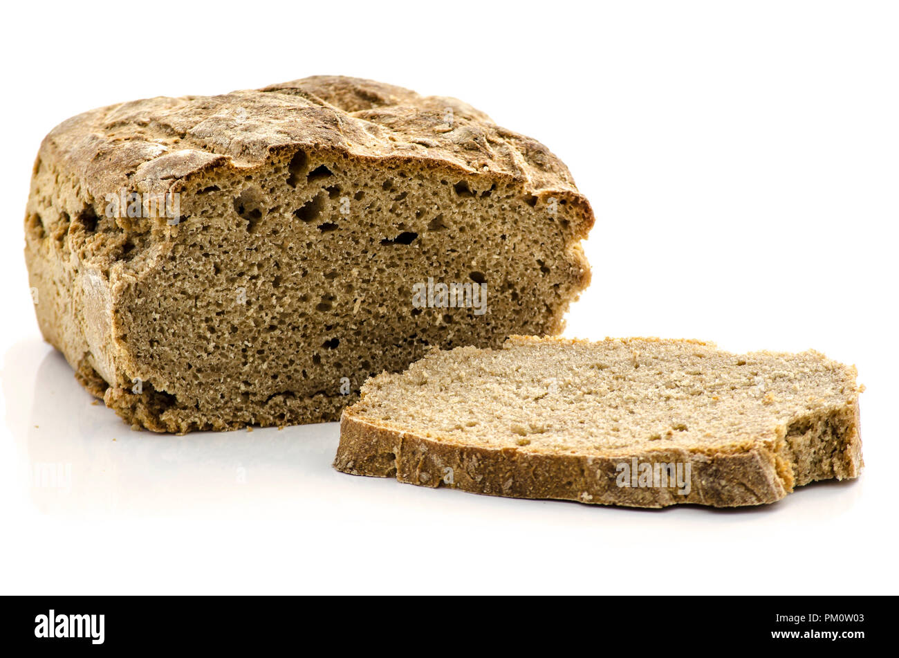 Homemade whole wheat bread isolated on a white background Stock Photo ...