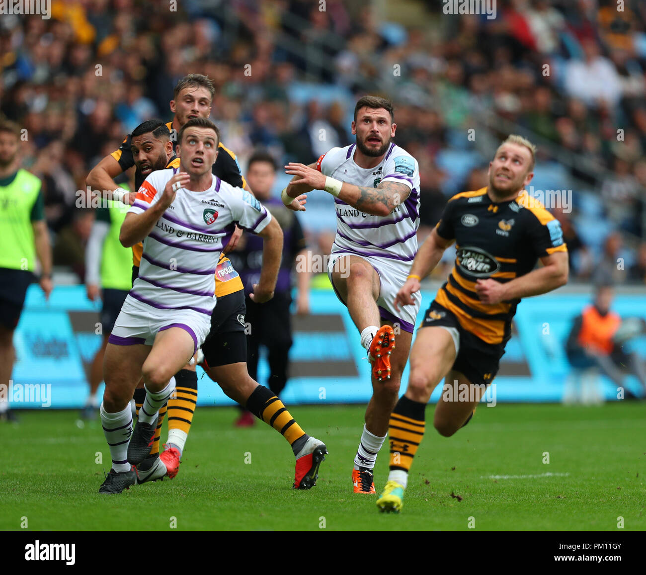 Coventry, UK. 16th September, 2018. Adam Thompstone (Leicester Tigers ...