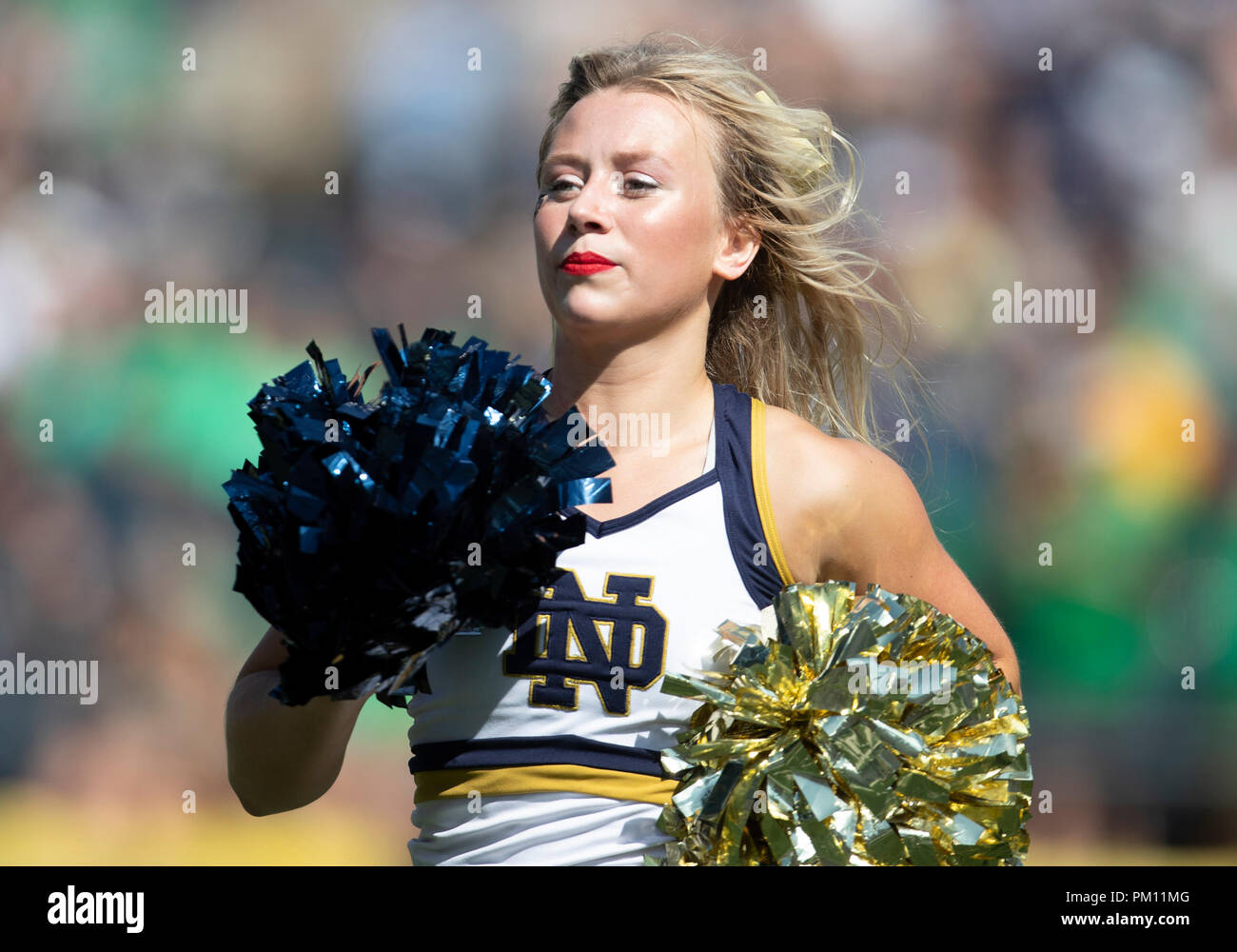 September 15, 2018: Notre Dame cheerleader performs during NCAA ...