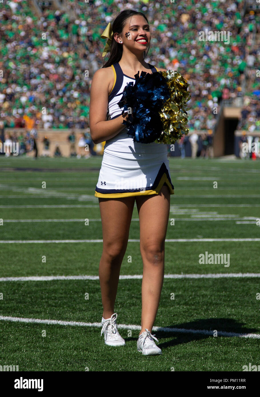 September 15, 2018: Notre Dame cheerleader performs during NCAA ...